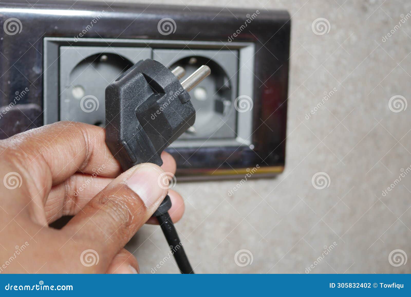 White Color Power Cord Cable Plugged into Wall Stock Photo - Image of ...