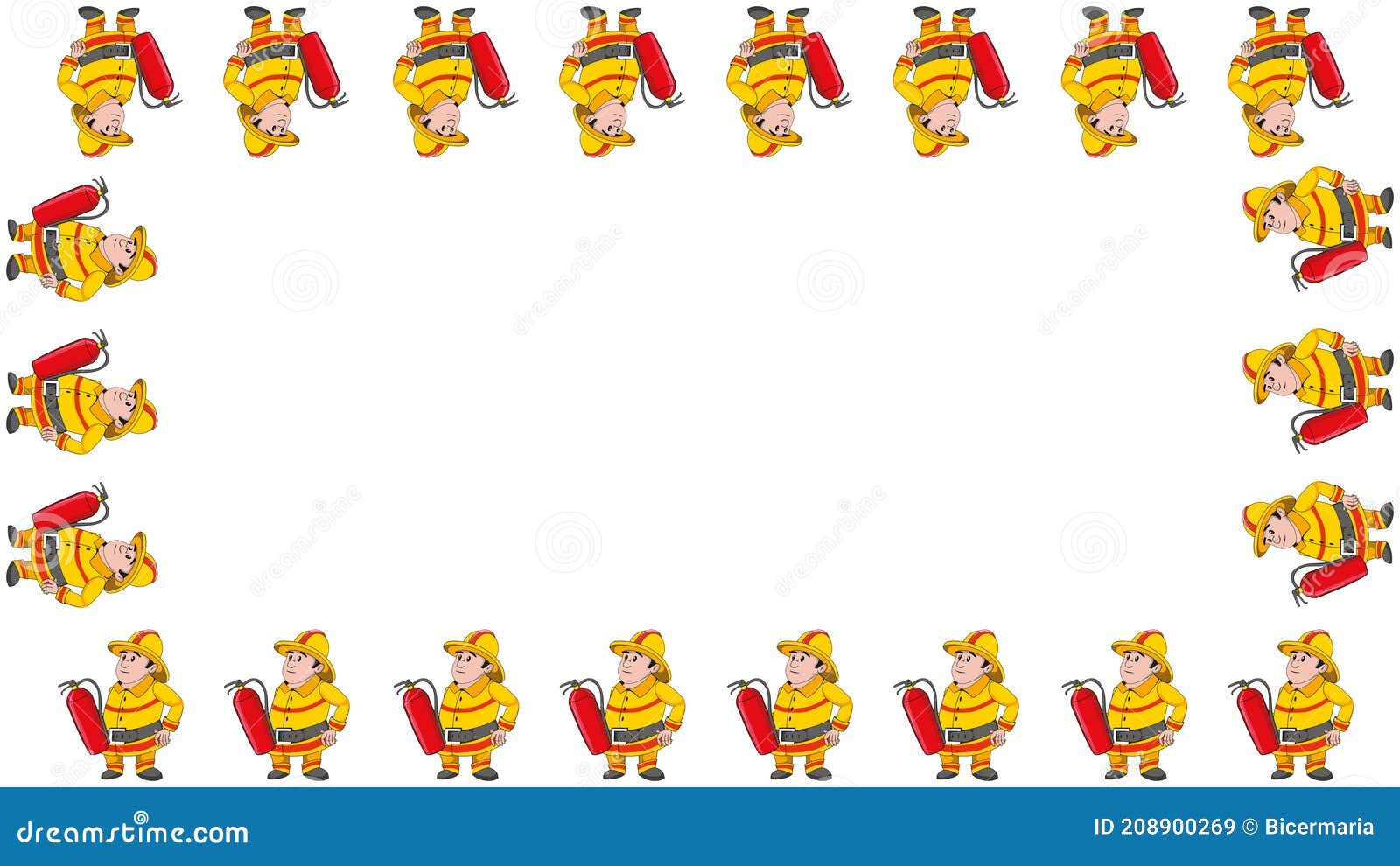 White Color Seamless Fireman Frame Pattern Illustration. Stock ...