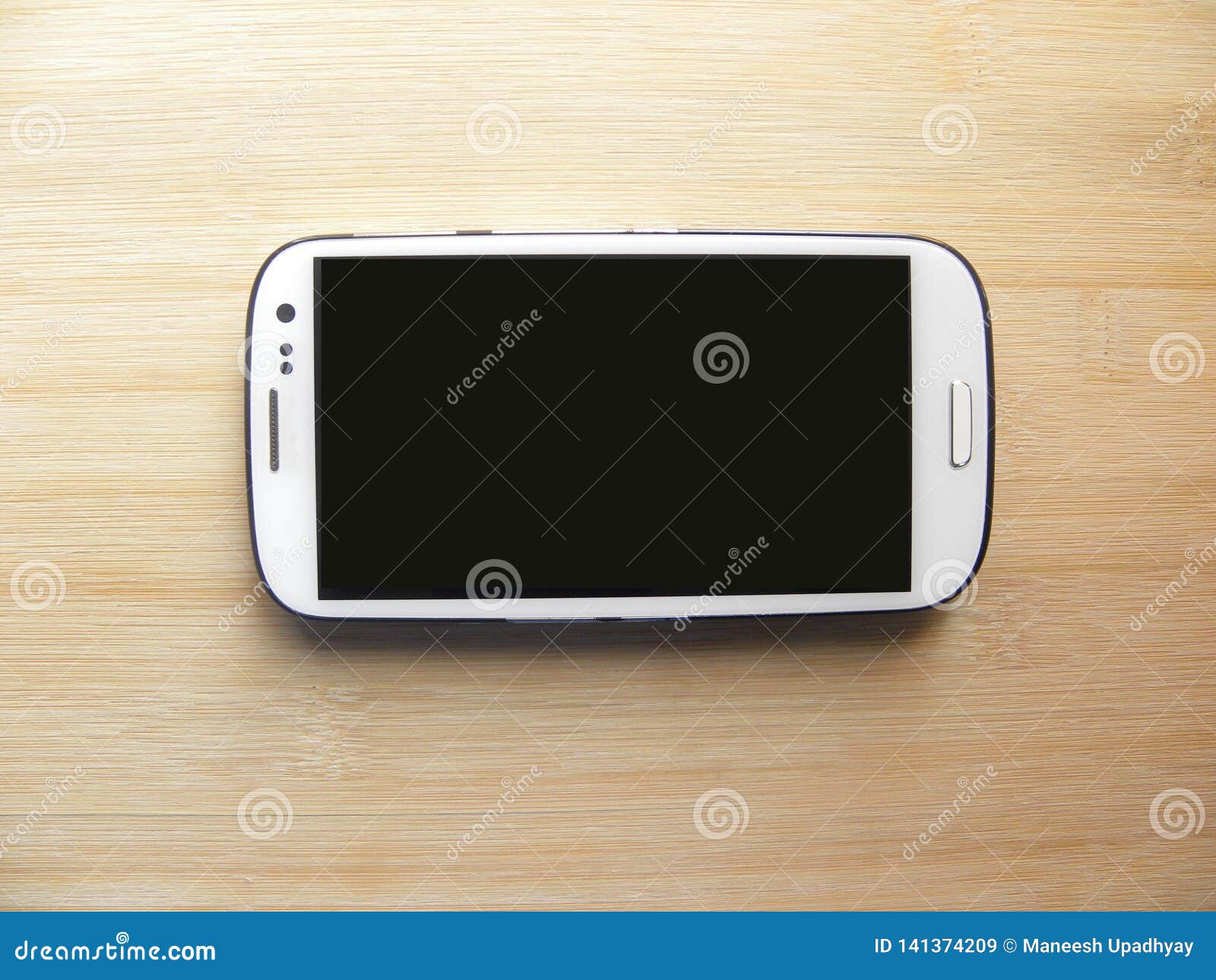 White Color Smartphone on Wood Background Stock Image - Image of ...