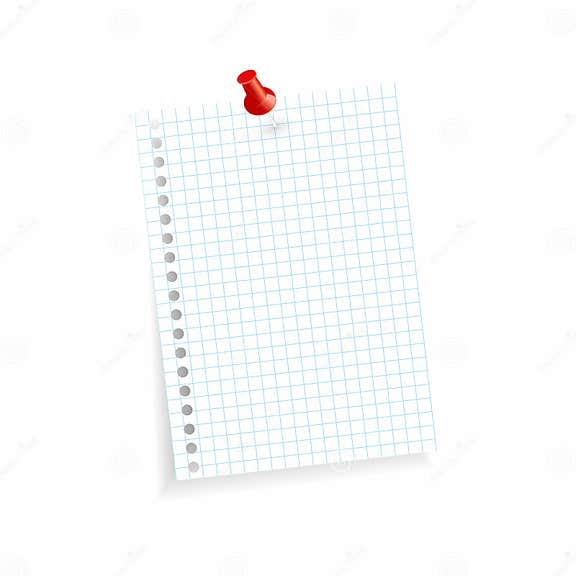 White Colored Checkered Scrap of Paper with Pin Needle Stock Vector ...