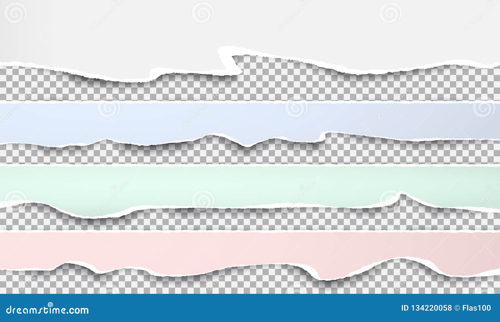 White and Colorful Ripped Horizontal Paper Strips for Text or Message ...