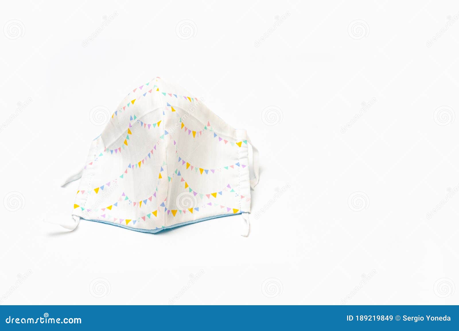 White with Colorful Triangular Flags Patterned DIY Fabric Face Mask for ...