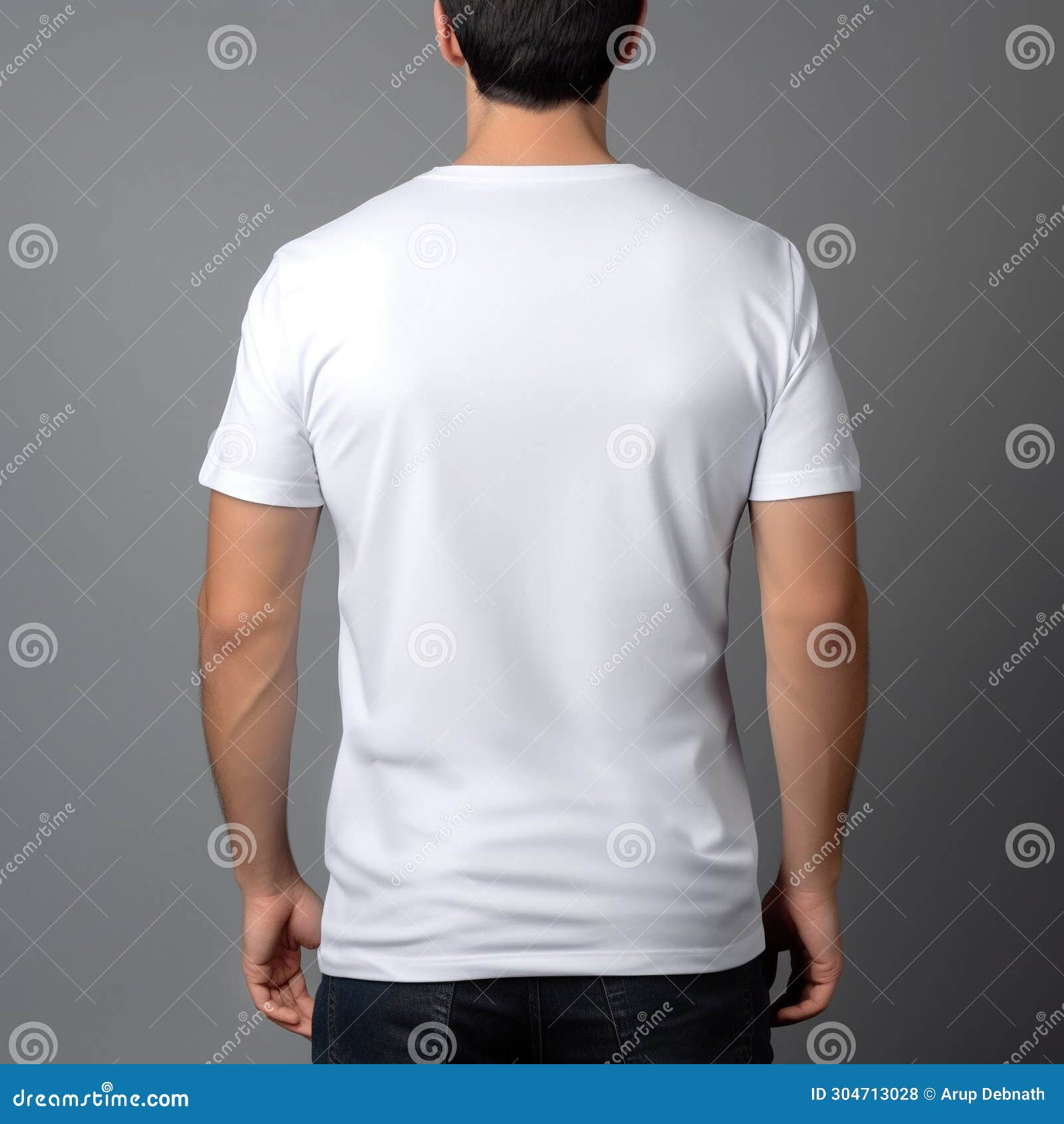 White Colour Round Neck T-shirt, Back View Isolated on a White ...