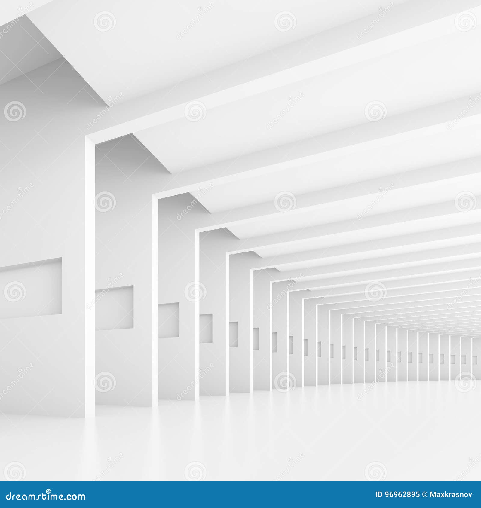 White Column Interior Design Stock Illustration - Illustration of ...