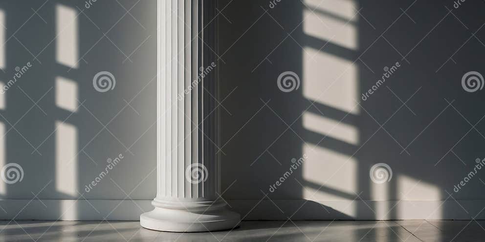 A White Column with a Shadow on the Wall. Stock Image - Image of white ...