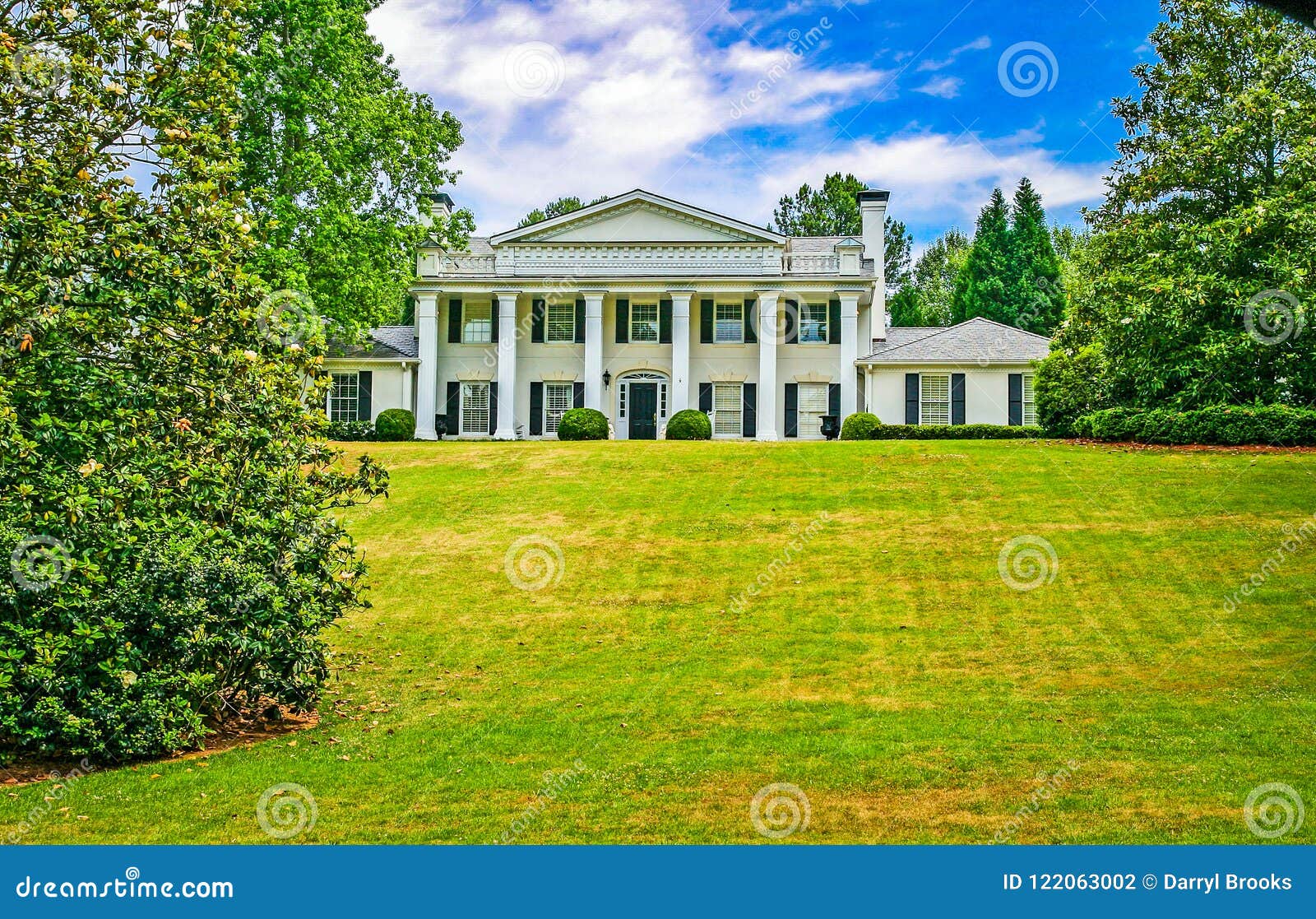 White Columned Mansion stock photo. Image of architecture - 122063002