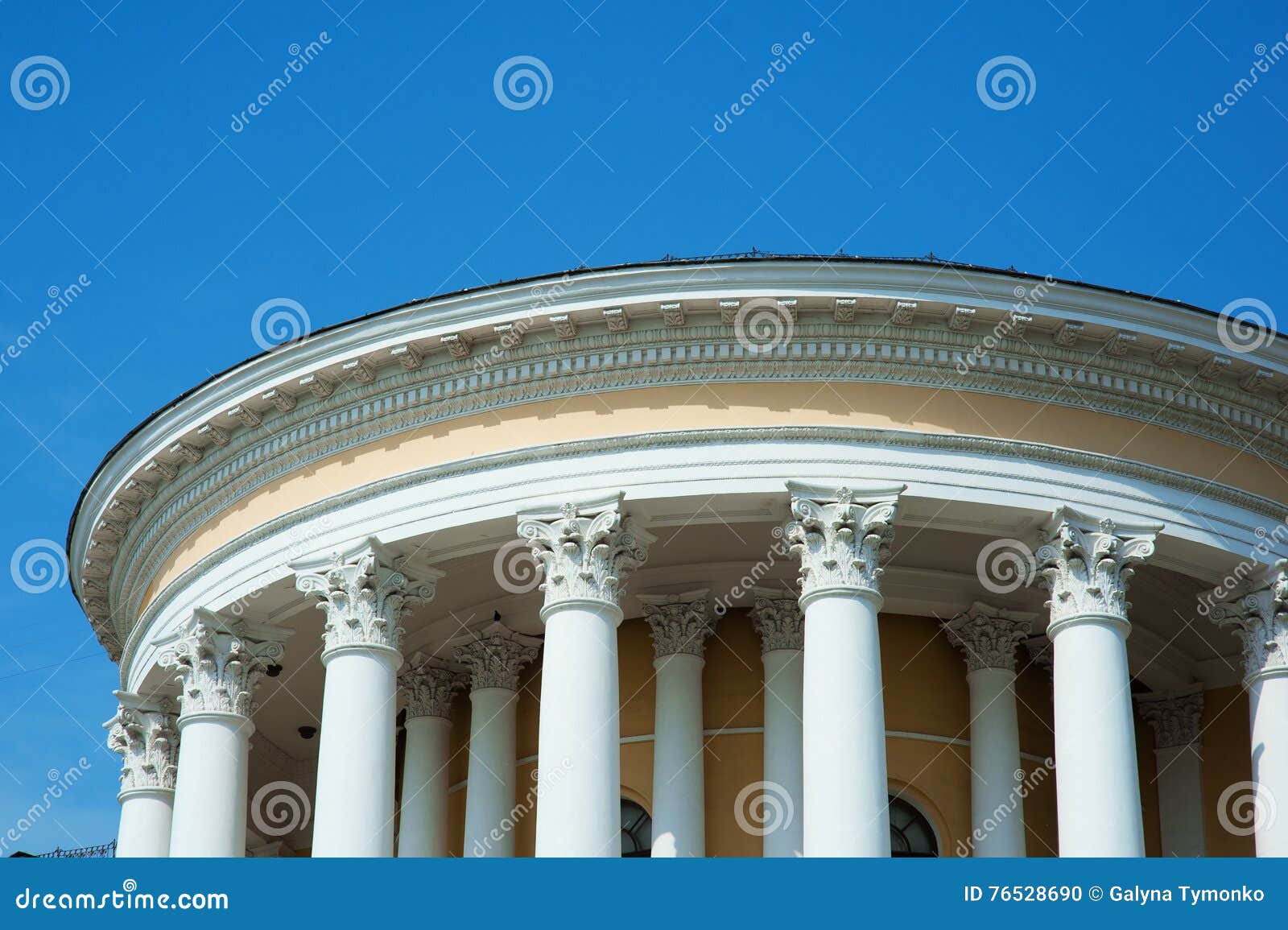White Columns on the Facade of the Building in Classical Style Stock ...