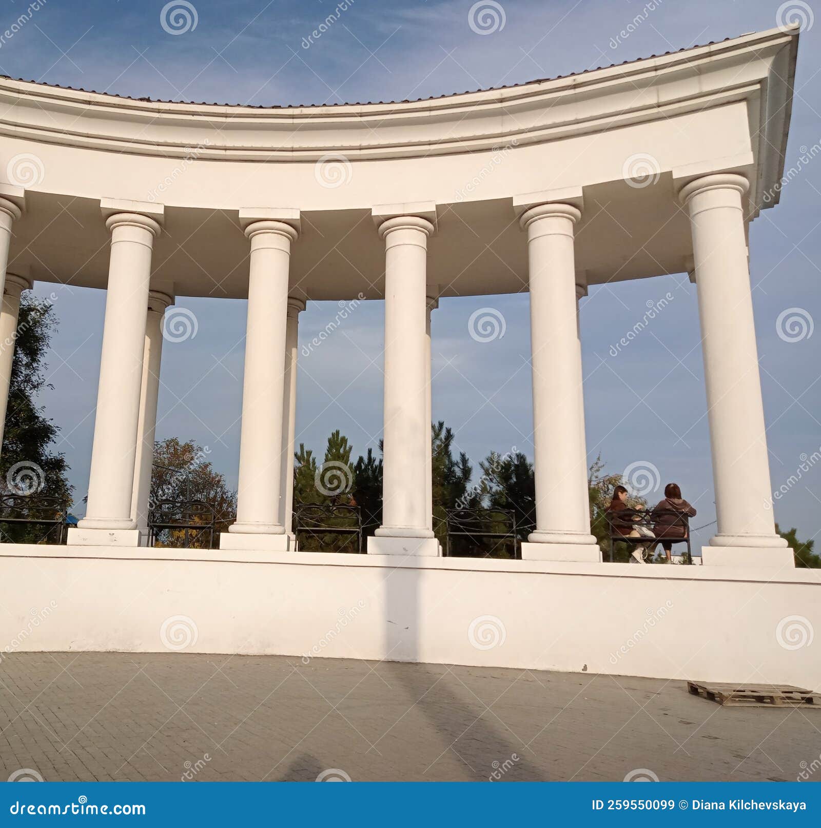 White columns in the park stock image. Image of arch - 259550099