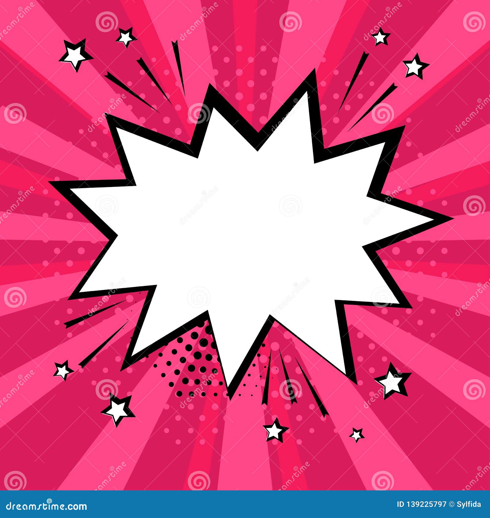 White Comic Bubble on Pink Background. Vector Illustration Stock ...
