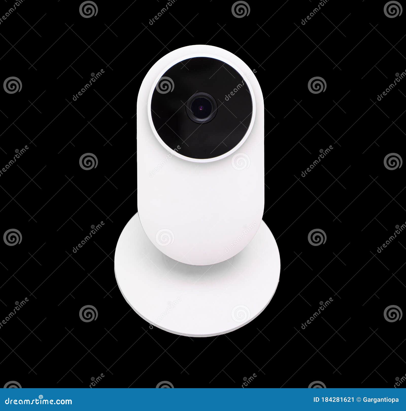 White Compact IP WiFi Camera for Home Use Isolated Over Black Stock ...