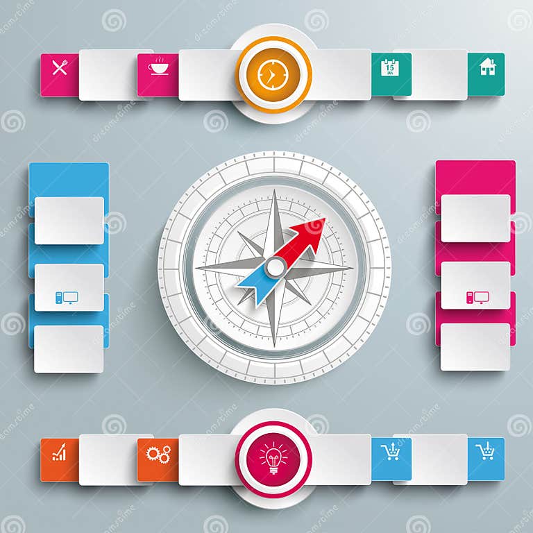 White Compass 4 Options Infographic 2 Circle Banners Stock Vector ...