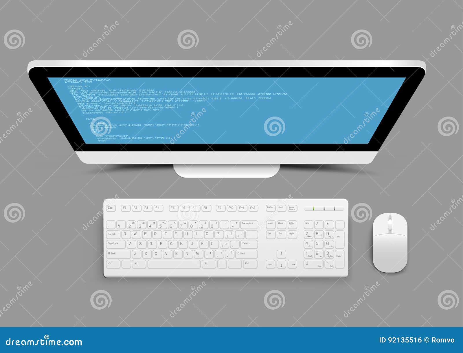 White computer from above stock vector. Illustration of monitor - 92135516