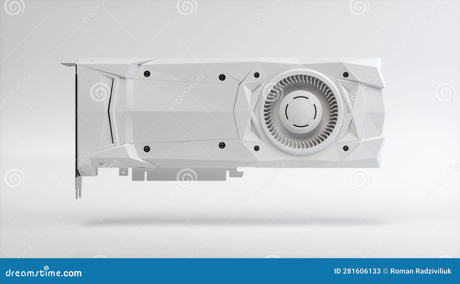 White Computer Graphic Video Card 1080 on a Gray Studio Background ...