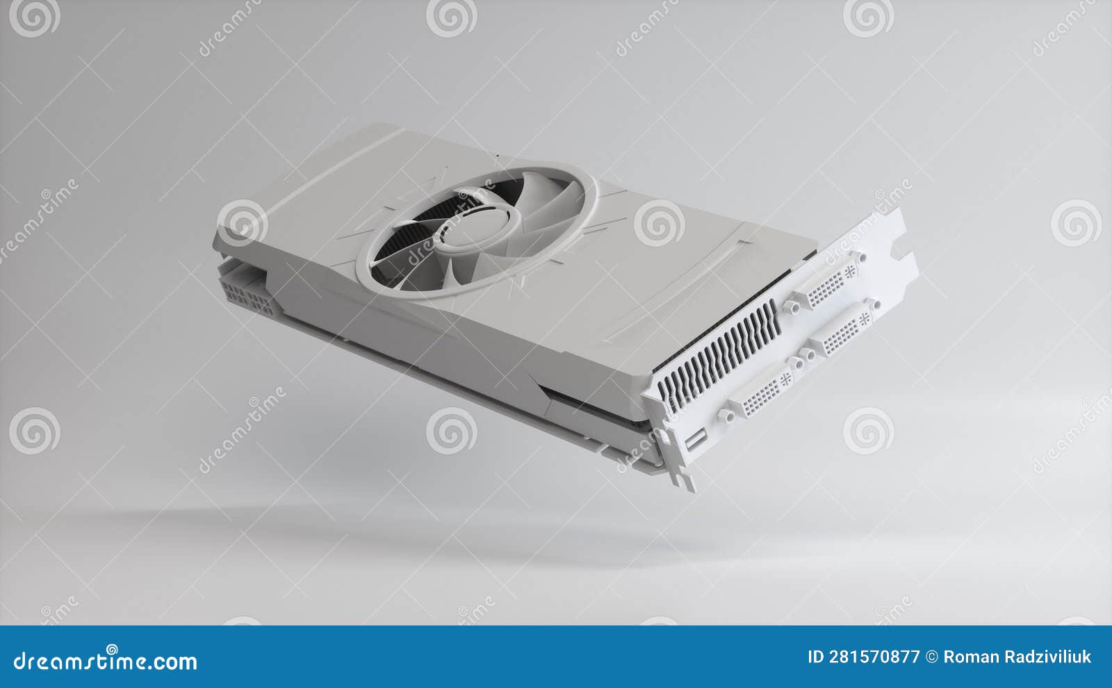 White Computer Graphic Video Card on a Gray Studio Background. Stock ...