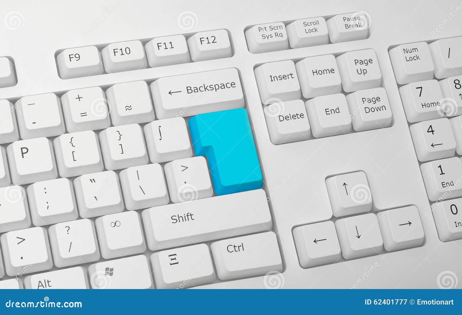 White Computer Keyboard with Blue Key Editorial Photography - Image of ...