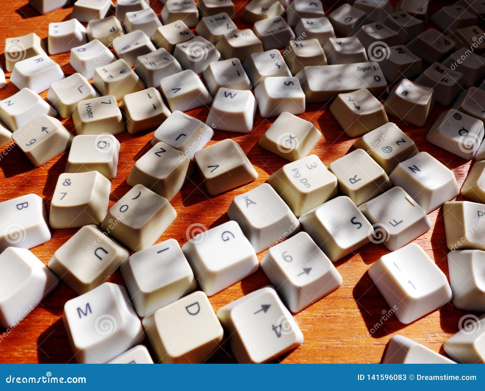 White Computer Keyboard Keys Close-up Under the Bright Sunlight with ...