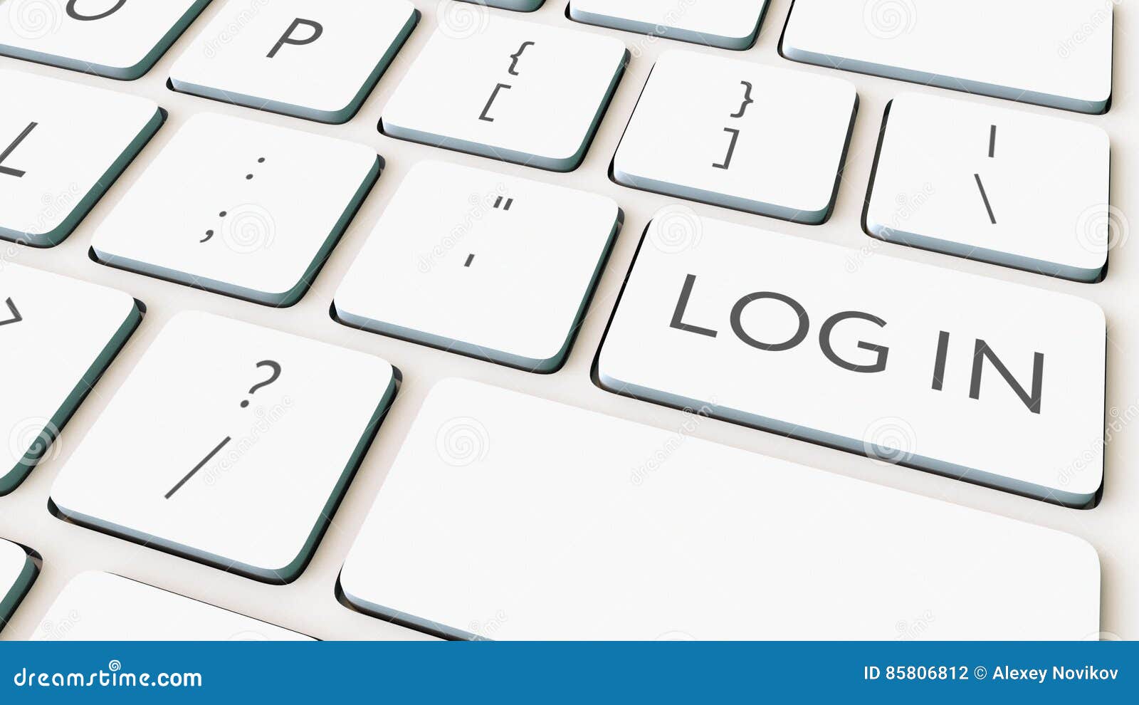 White Computer Keyboard and Log in Key. Conceptual 3D Rendering Stock ...