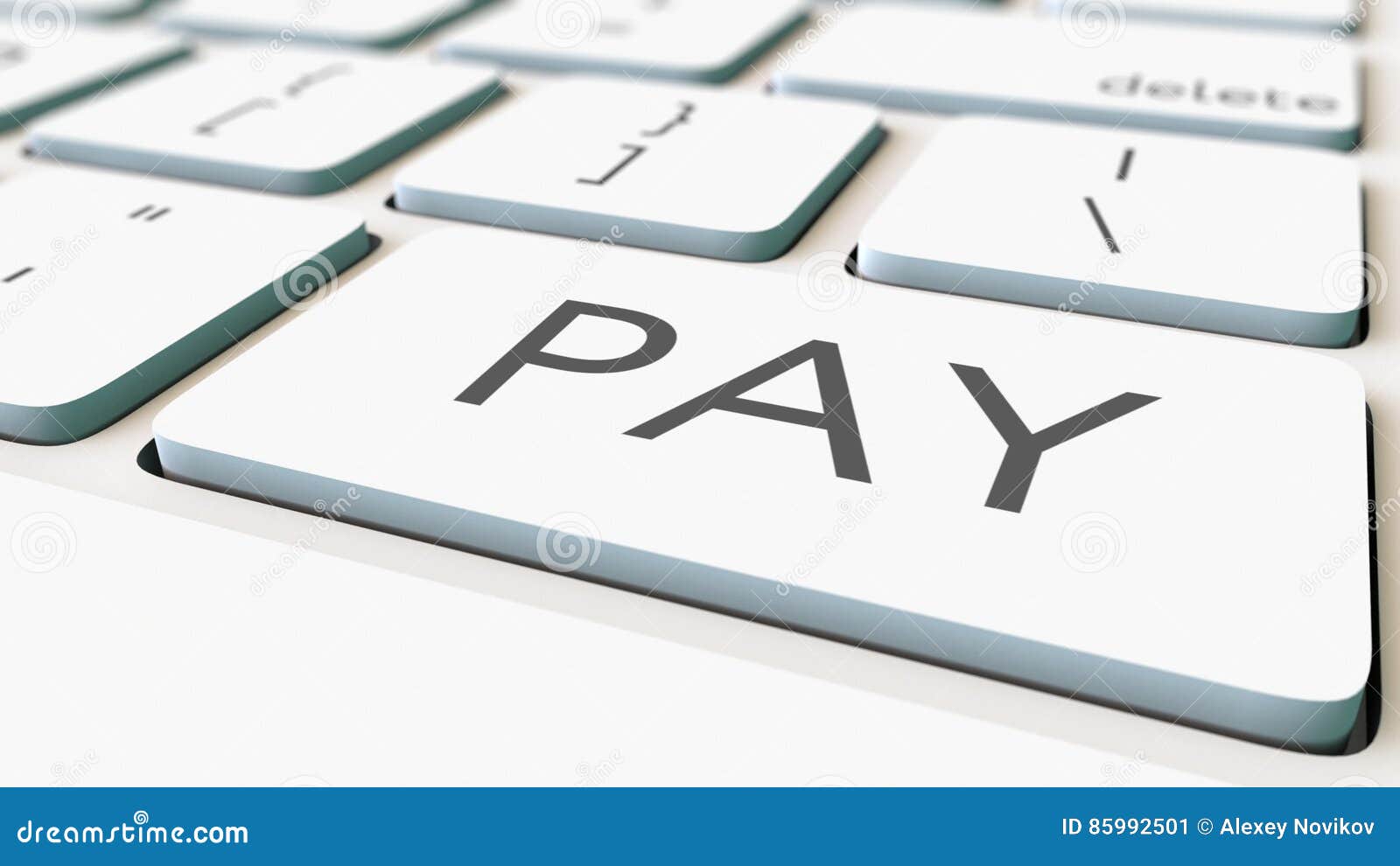 White Computer Keyboard and Pay Key, Shallow Focus. Conceptual 3D ...