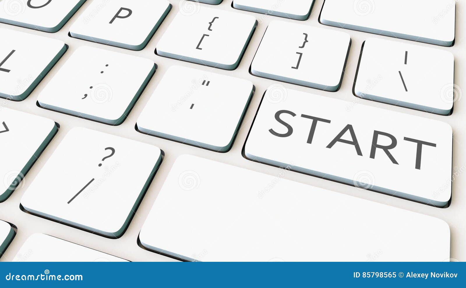 White Computer Keyboard and Start Key. Conceptual 3D Rendering Stock ...