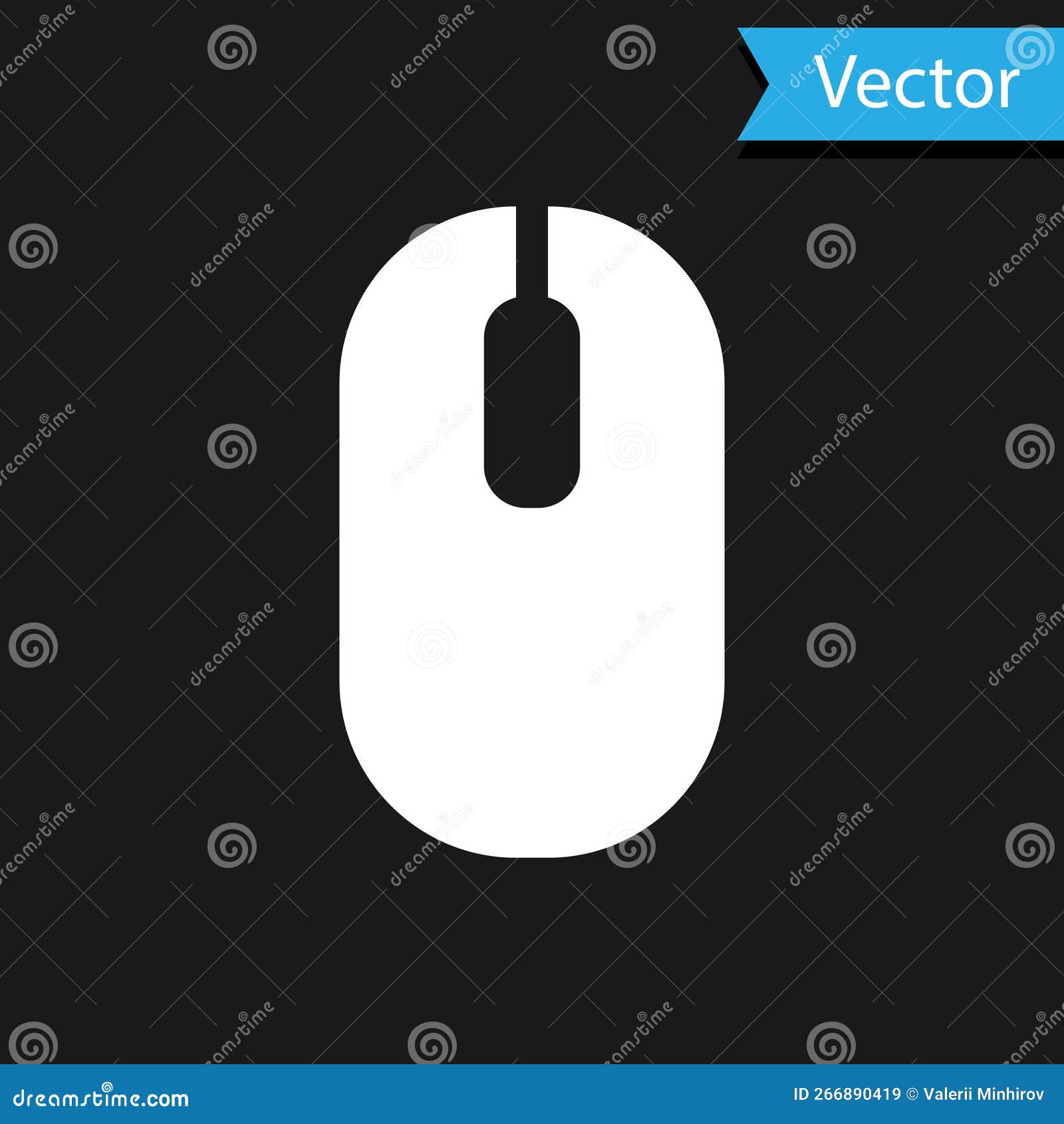 White Computer Mouse Icon Isolated on Black Background. Optical with ...
