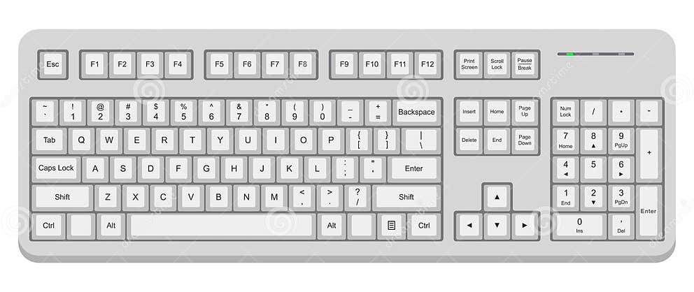 White Computer Qwerty Keyboard Isolated on White Stock Vector ...