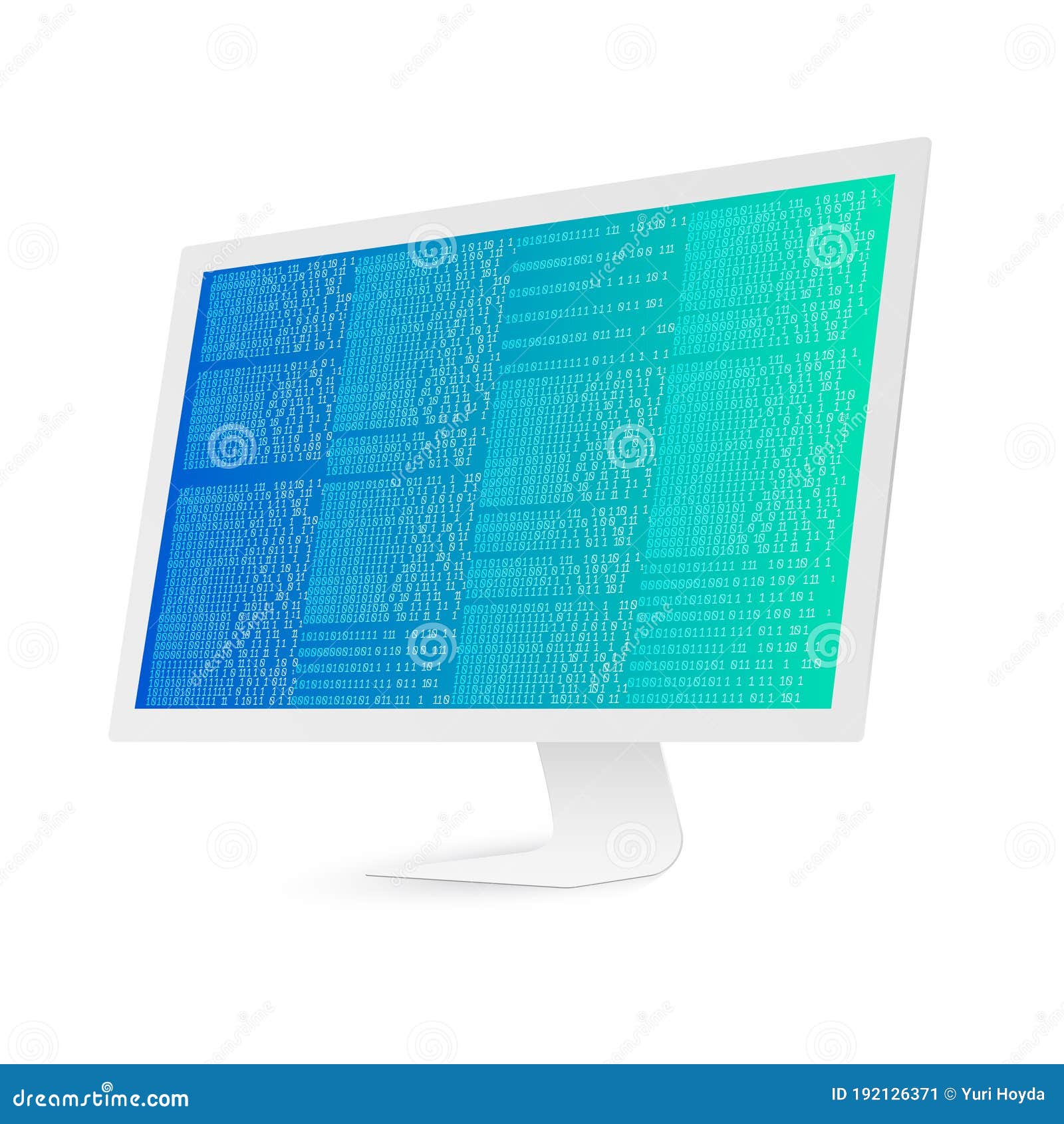 White Computer Screen With Binary Code Binary Code Digital Technology Data Sorting Stock
