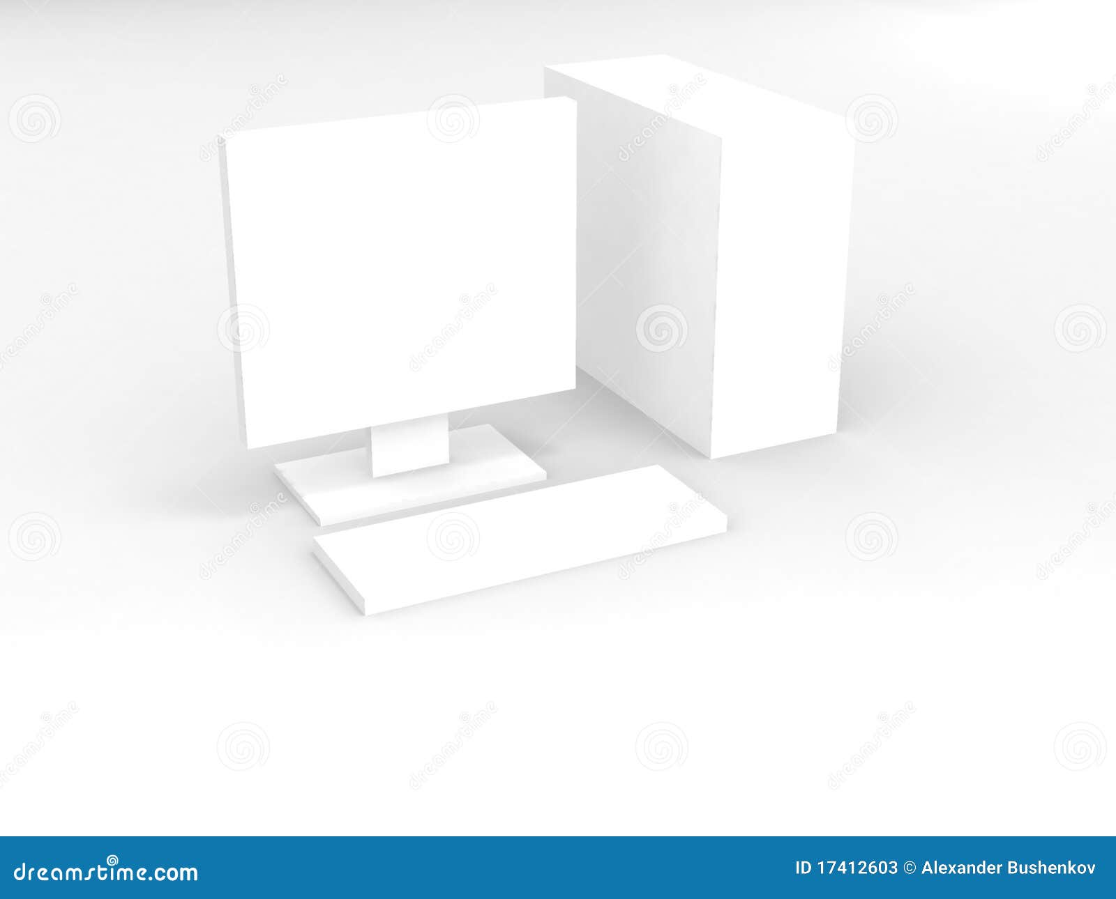 White Computer On White Background Stock Illustration - Illustration of ...