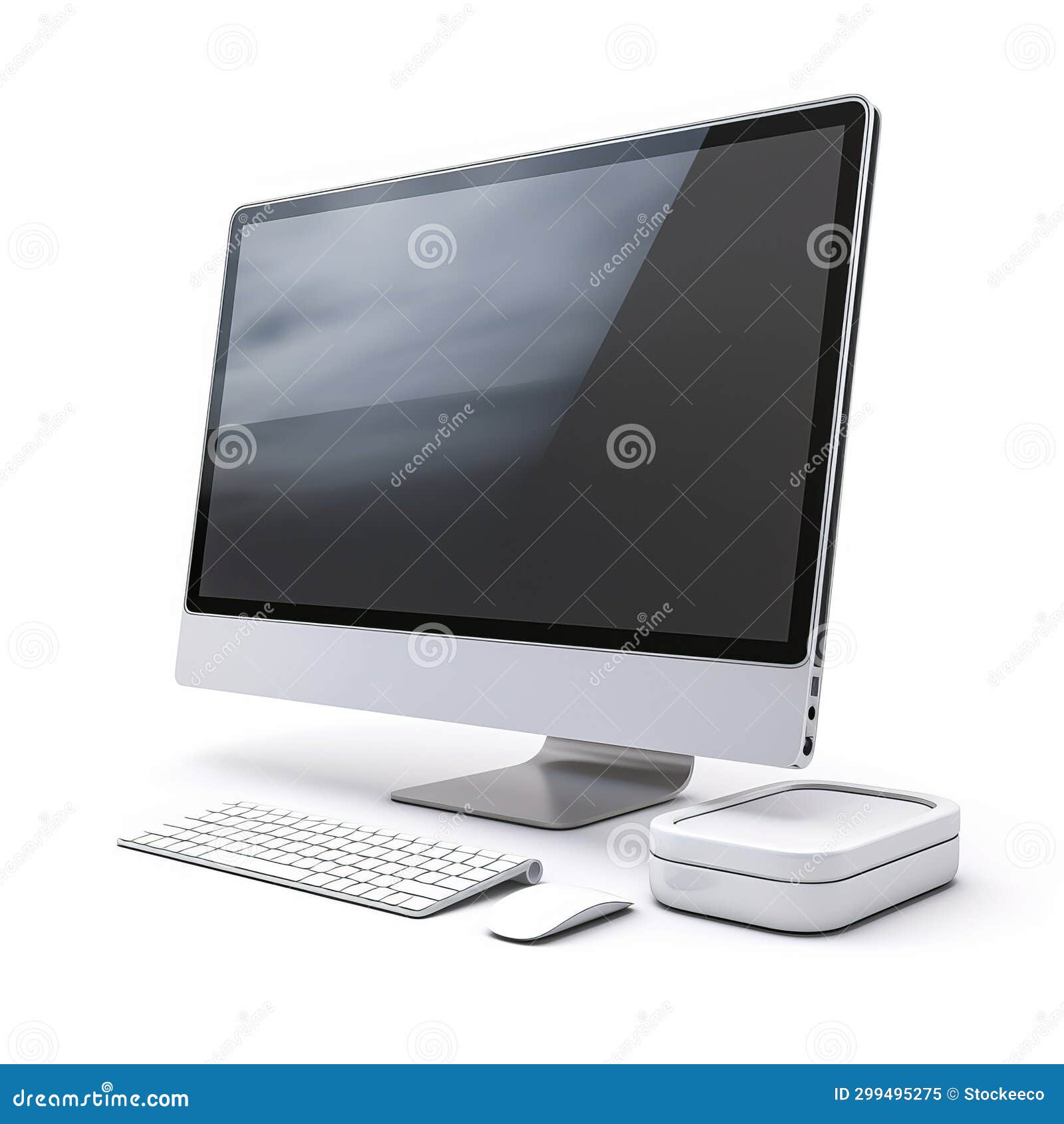 Sleek White Desktop Computer with Monitor and Mouse Stock Illustration ...