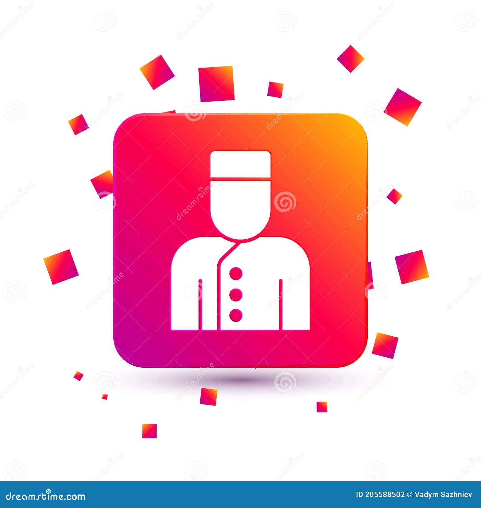 White Concierge Icon Isolated on White Background. Square Color Button ...