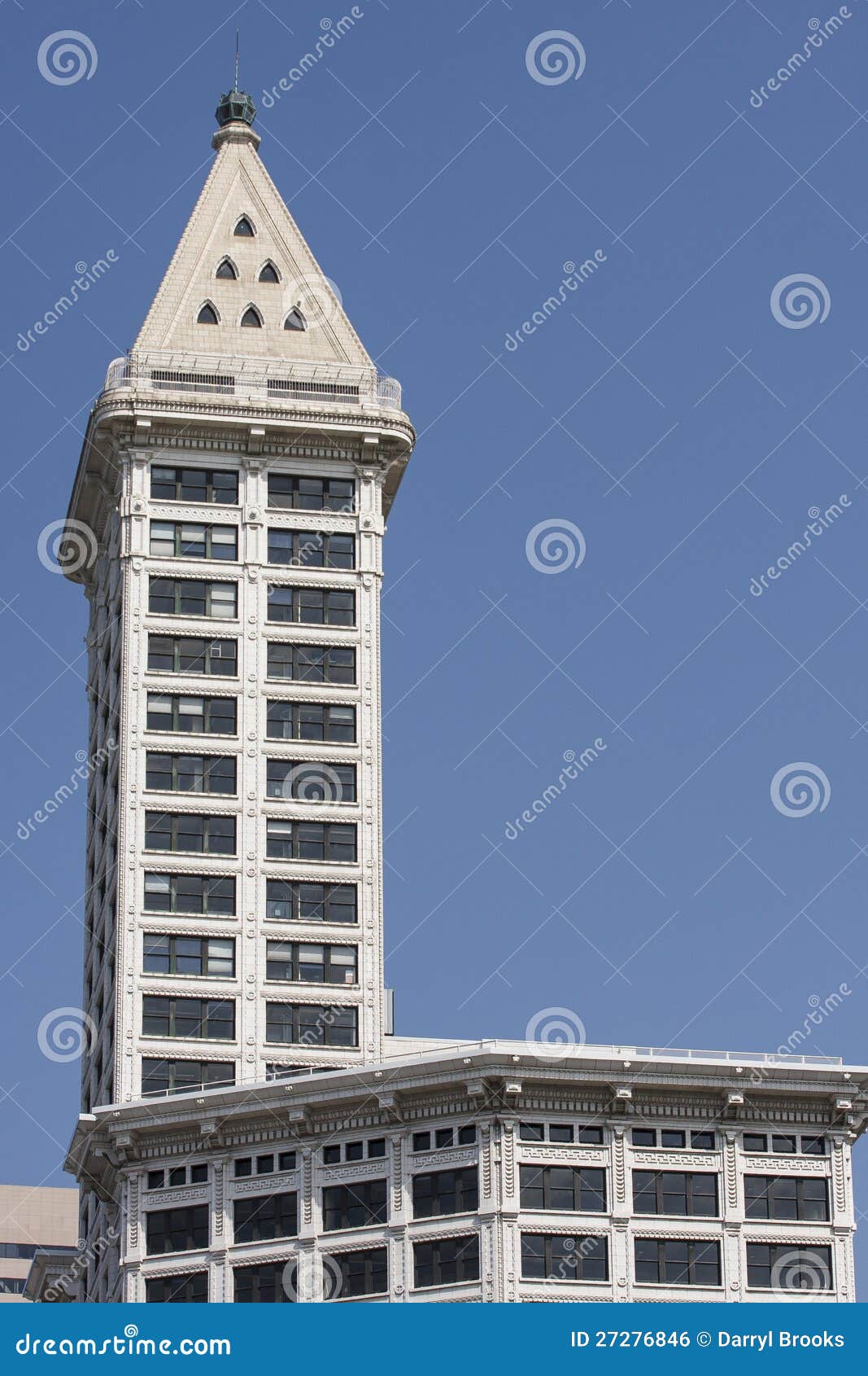 White Concrete Office Tower with Pyramid Roof Stock Photo - Image of ...