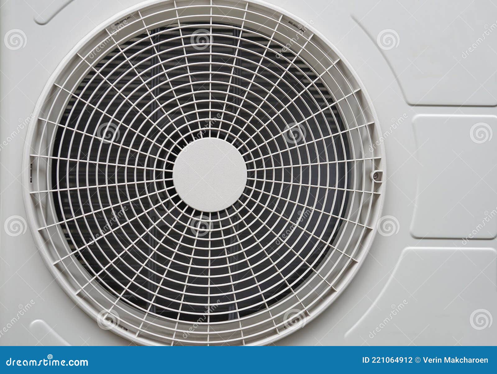 White Conditioner Compressor Fan Front View at Home Stock Photo - Image ...