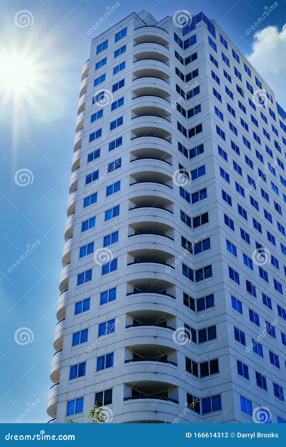 White Condo Tower stock photo. Image of residence, cityscape - 166614312