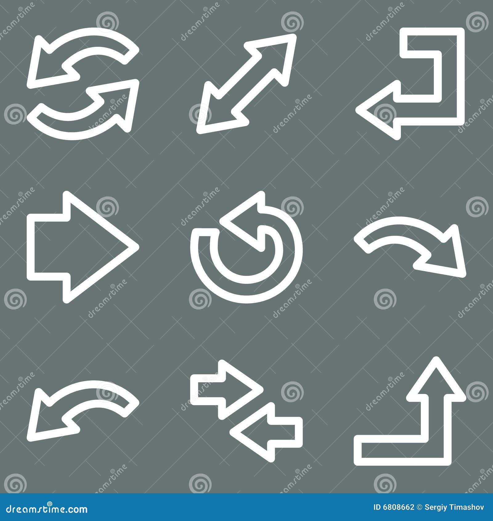 White Contour Arrows Web Icons Stock Vector - Illustration of symbols ...
