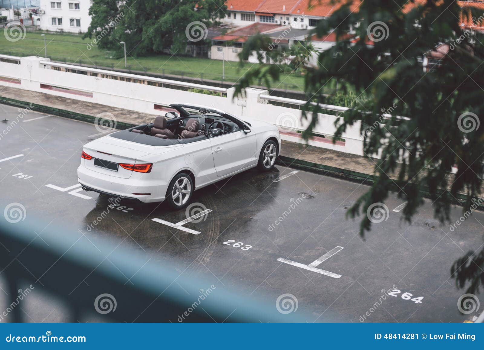 White convertible stock image. Image of space, cars, light - 48414281