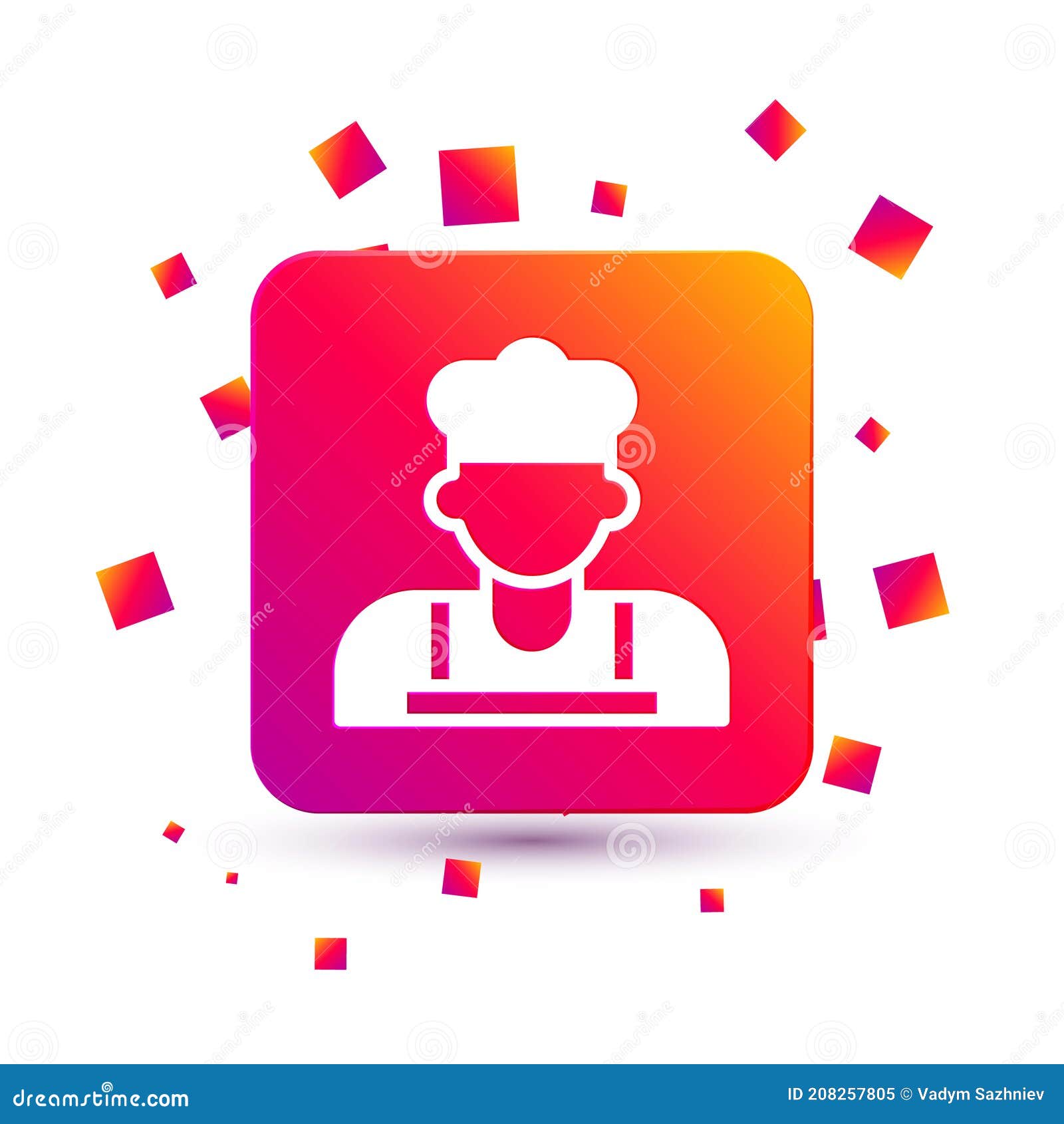 White Cook Icon Isolated on White Background. Chef Symbol. Square Color ...