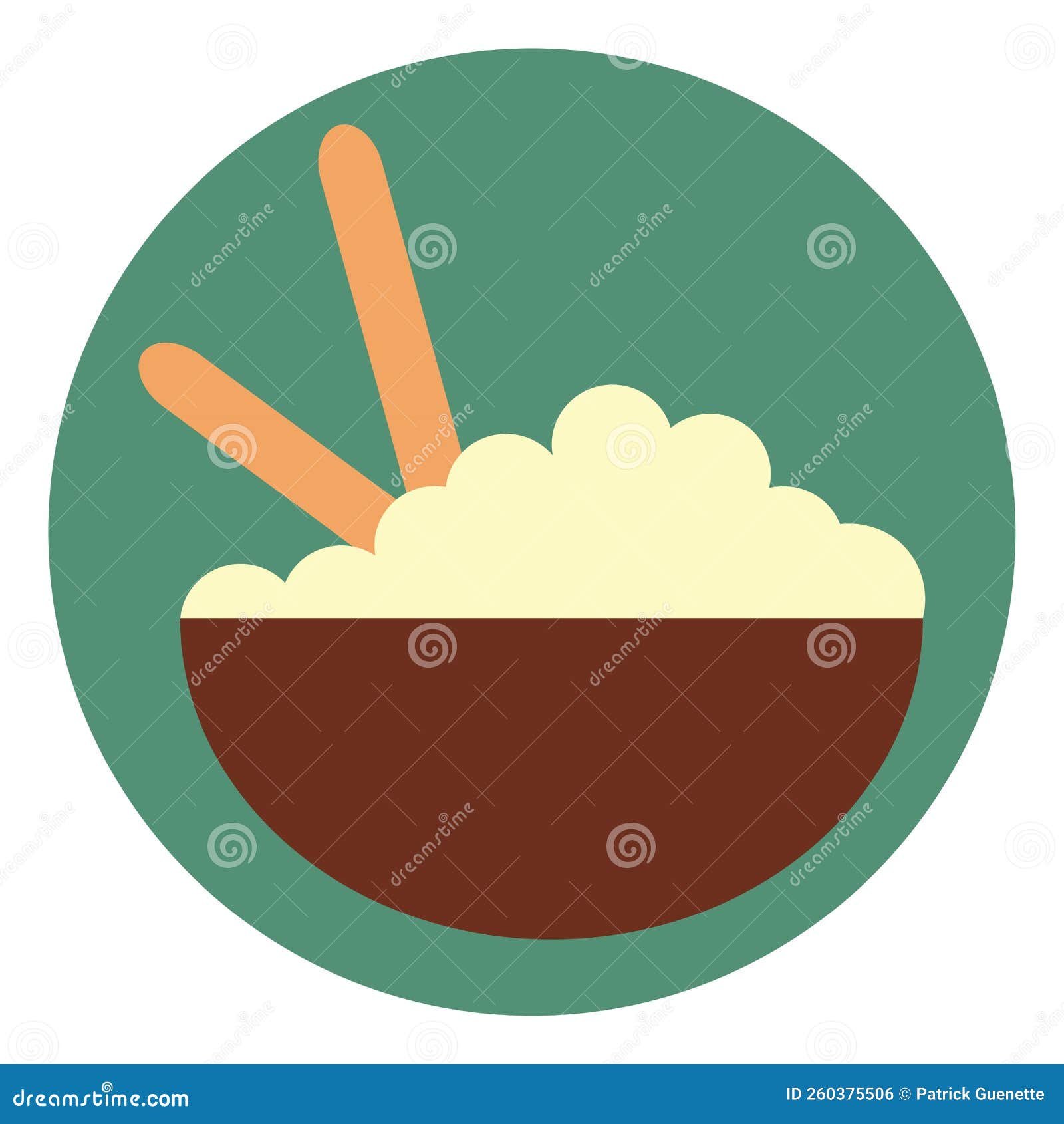 White cooked rice, icon stock vector. Illustration of isolated - 260375506