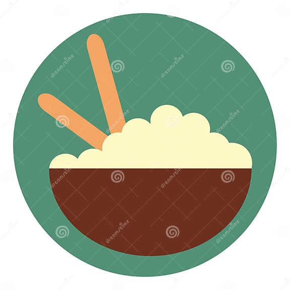 White cooked rice, icon stock vector. Illustration of isolated - 260375506