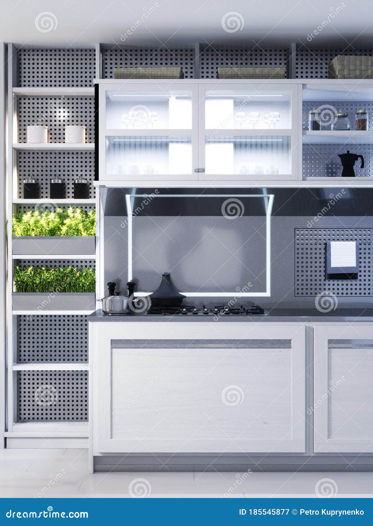 White Corner Kitchen in Contemporary Design with Modern Technological ...