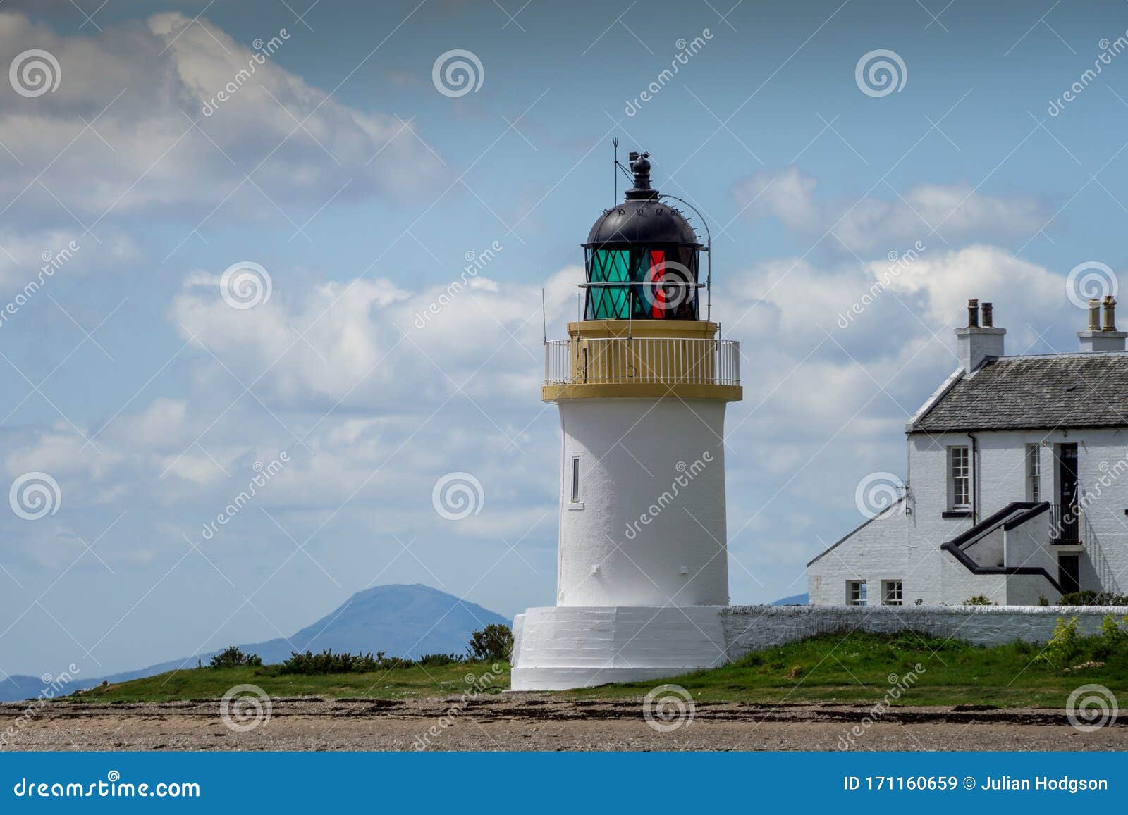 White Corran Lighthouse Bathed in Summer Sunshine Stock Image - Image ...