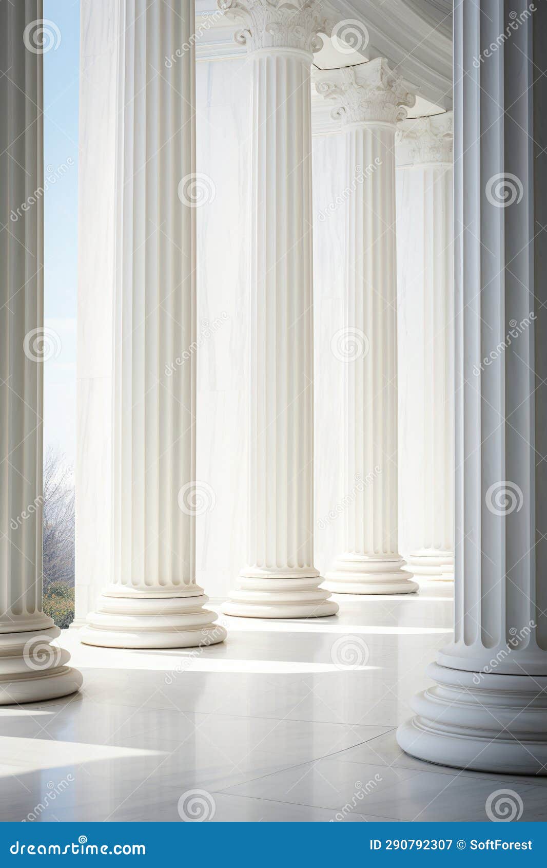 White Corridor Pillars Background. White Architectural Columns Stock ...