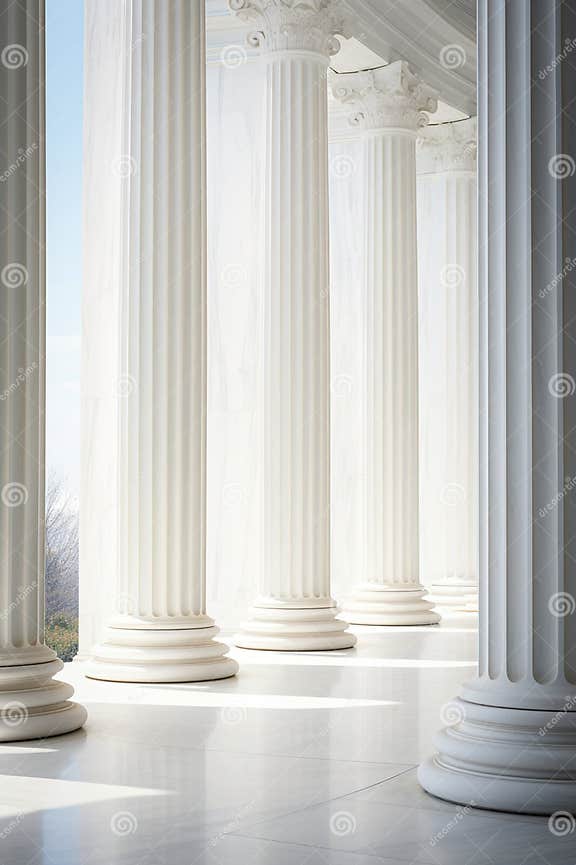 White Corridor Pillars Background. White Architectural Columns Stock ...