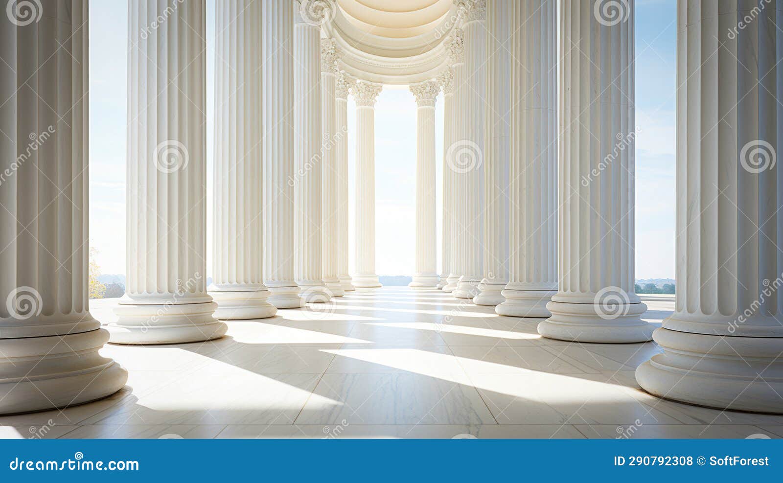White Corridor Pillars Background. White Architectural Columns Stock ...