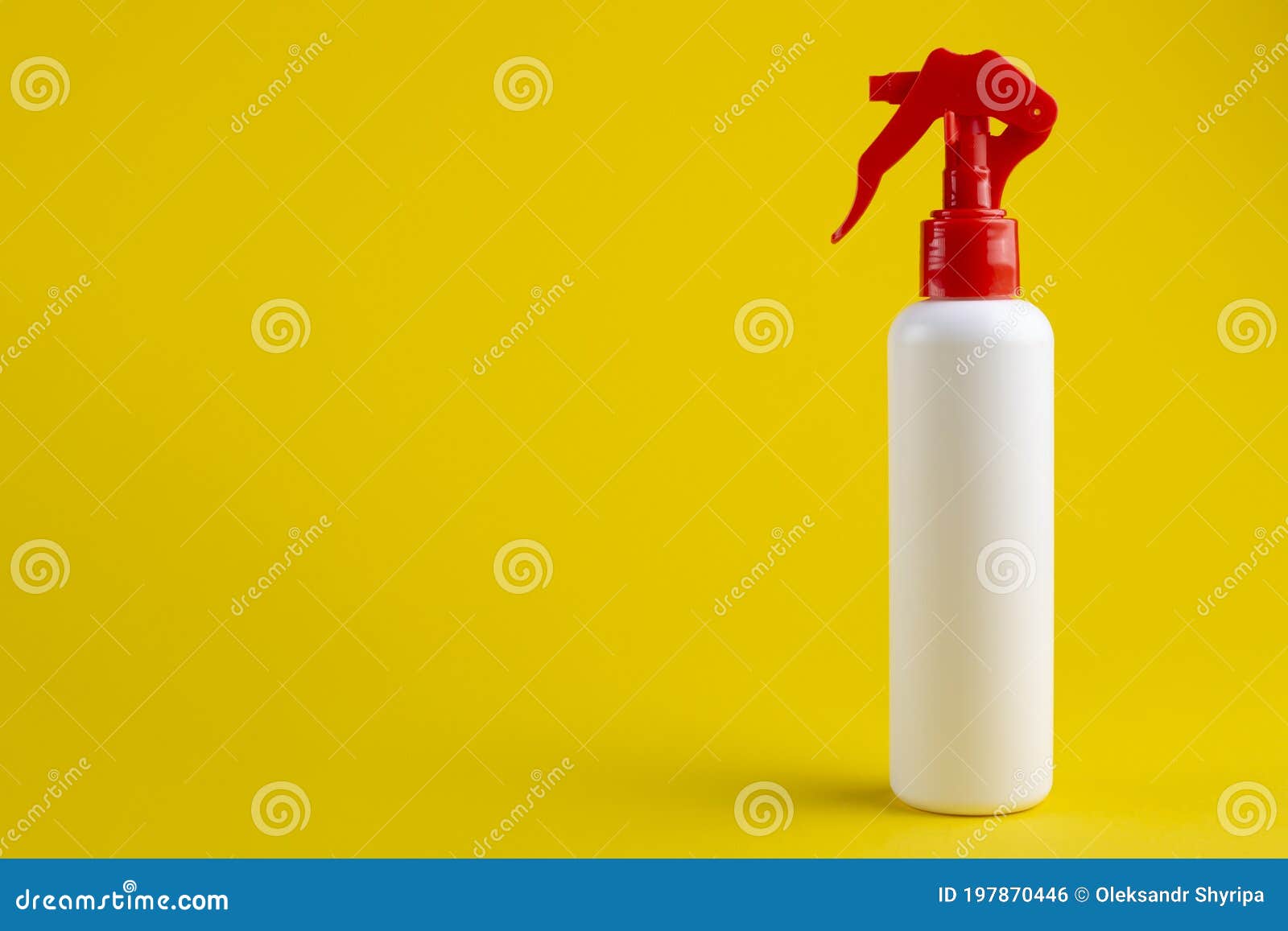 White Cosmetic Spray with a Red Cap on a Yellow Background. Variations ...