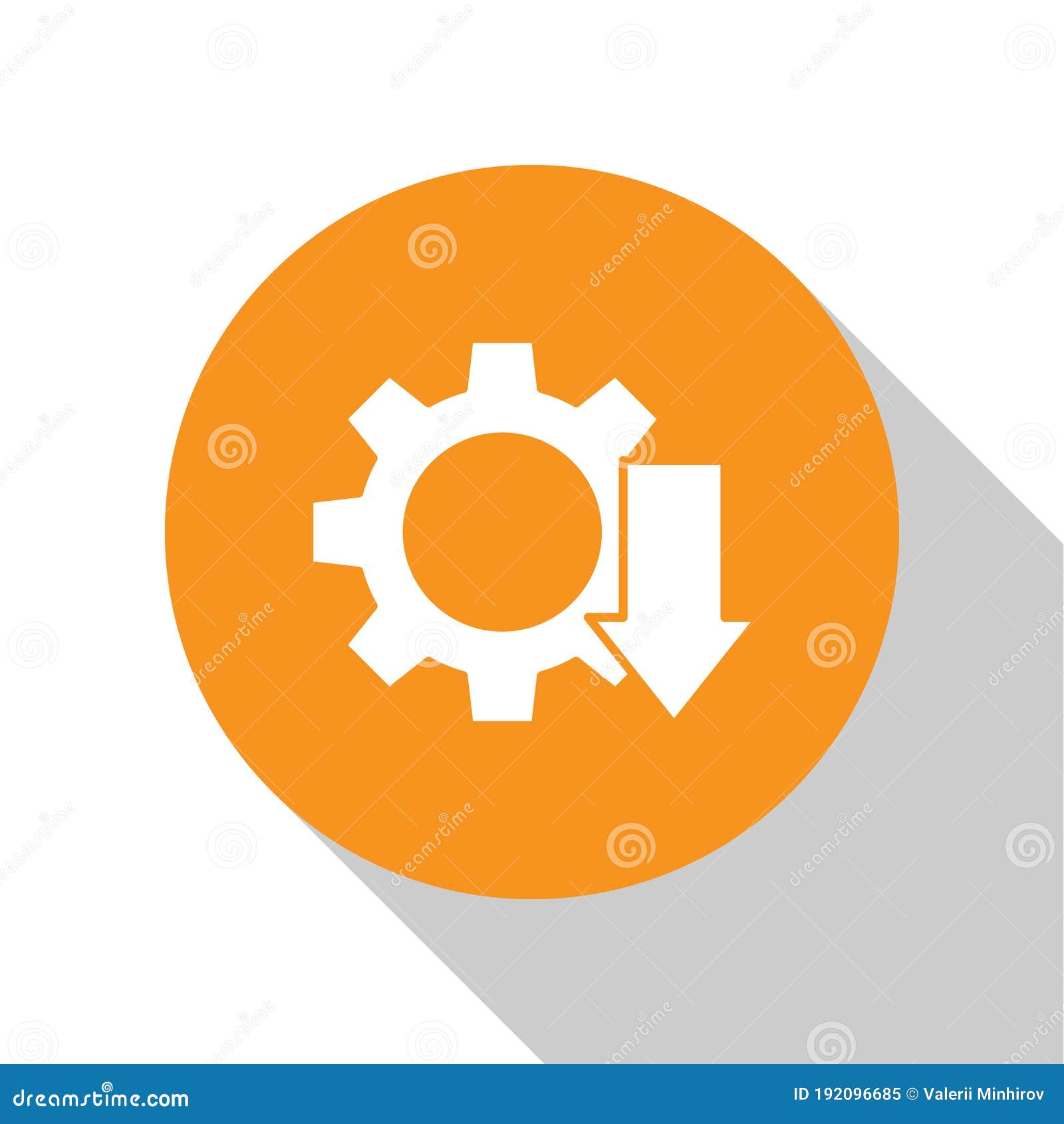 White Cost Reduction Icon Isolated on White Background. Orange Circle ...