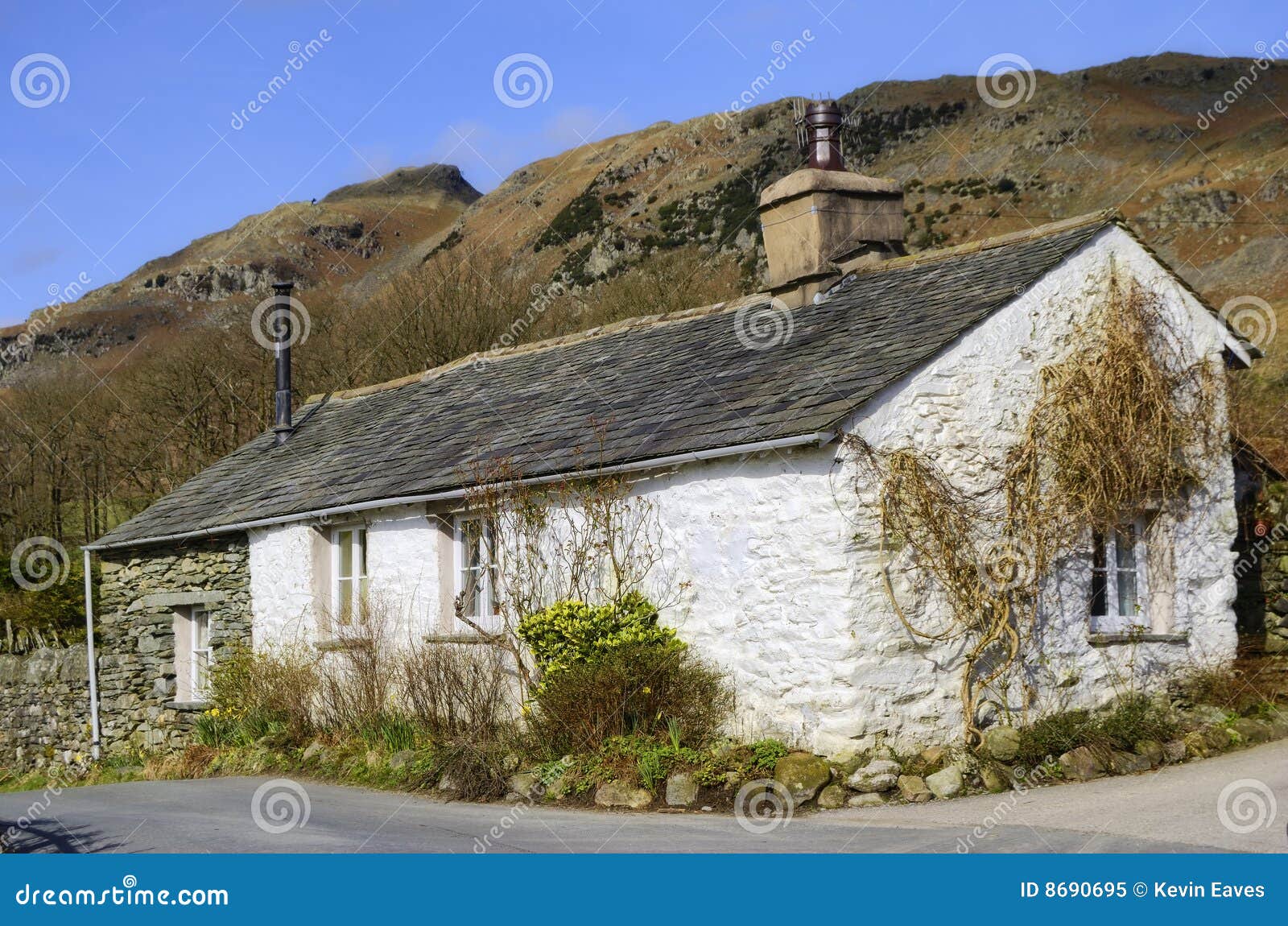 White Cottage in Countryside Stock Image - Image of outdoors ...
