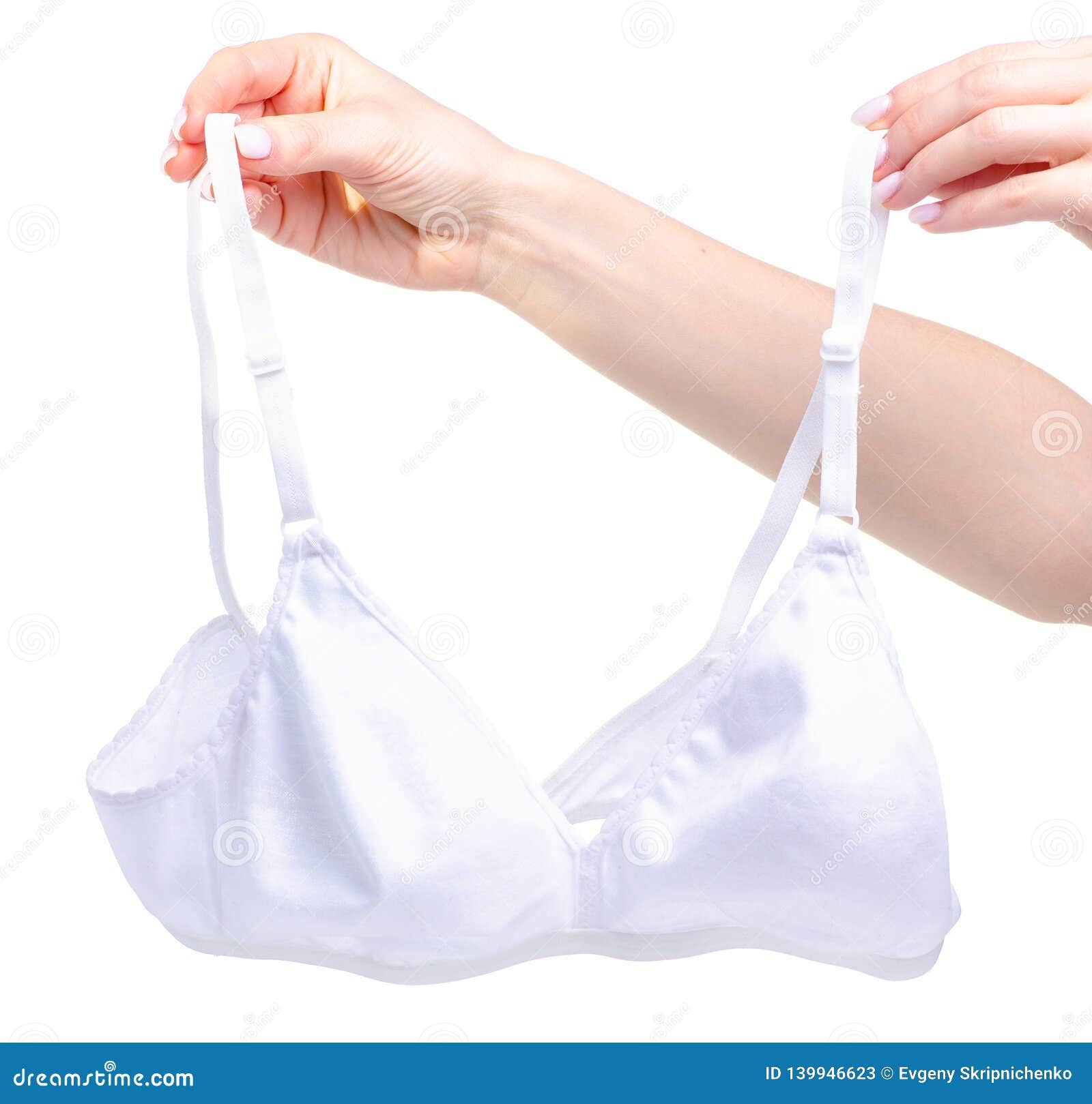 White cotton bra in hand stock image. Image of clothing - 139946623
