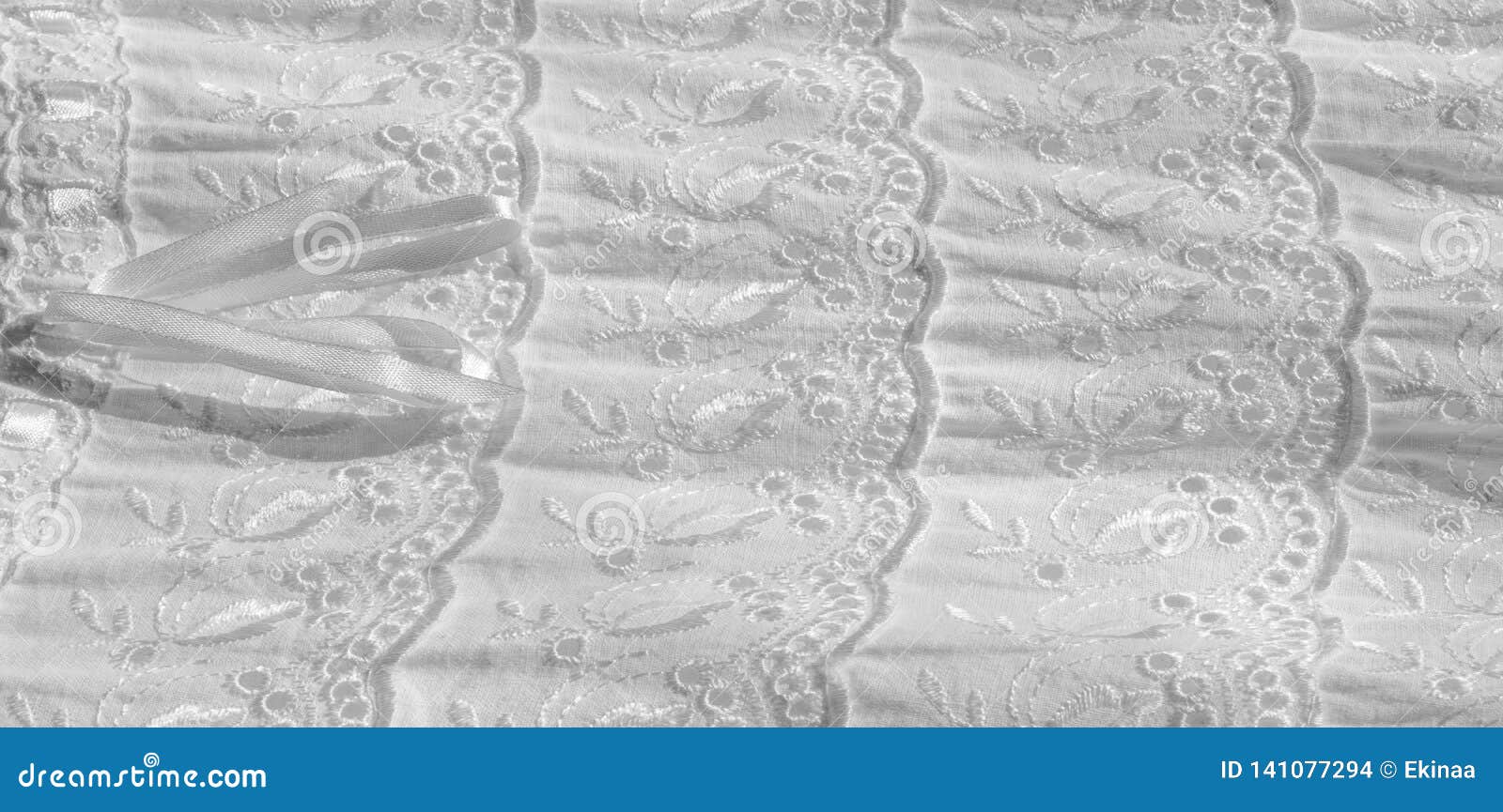 White Cotton Fabric, with Patterns Stock Photo - Image of floral ...