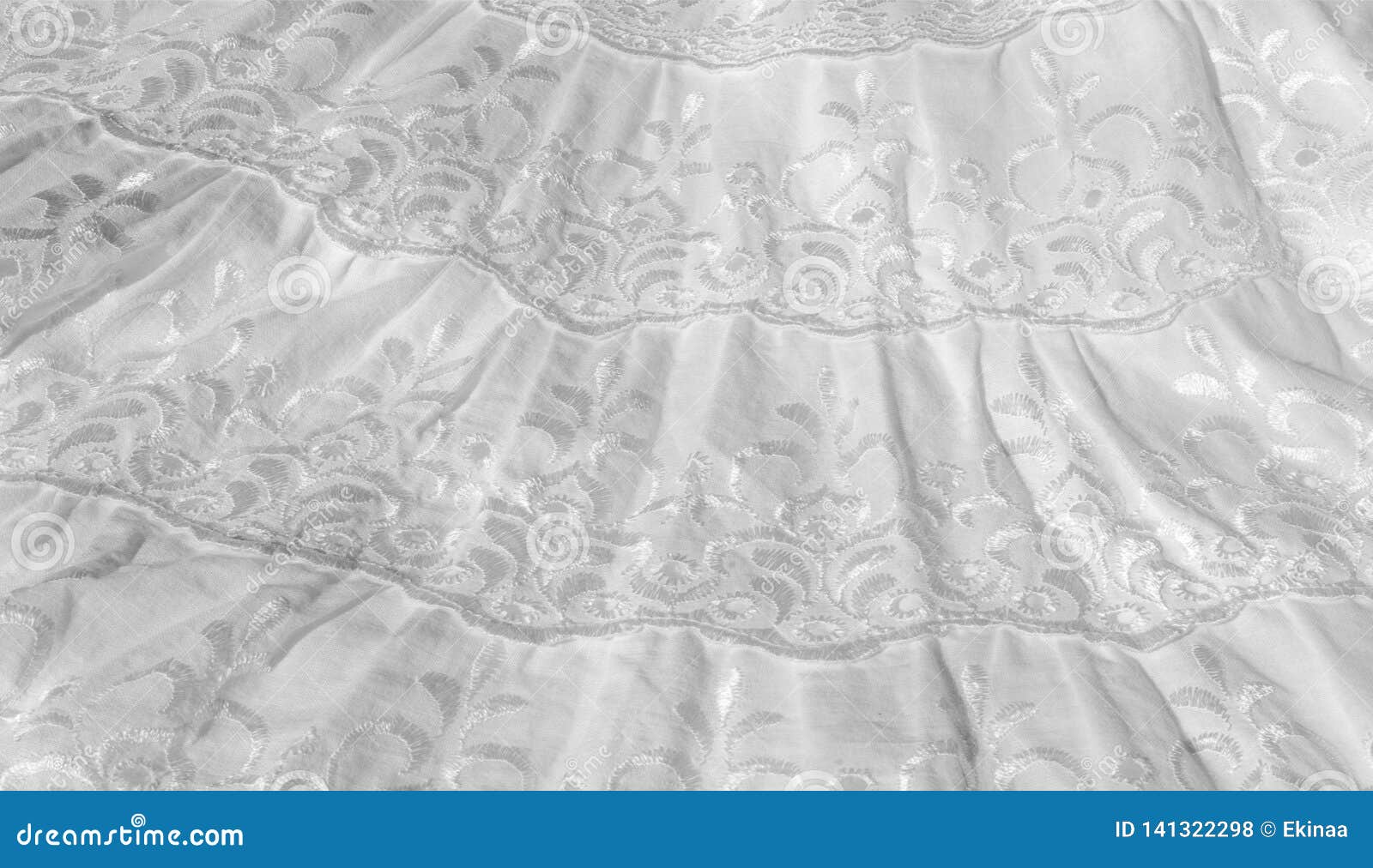 White Cotton Fabric, with Patterns Stock Photo - Image of lace ...