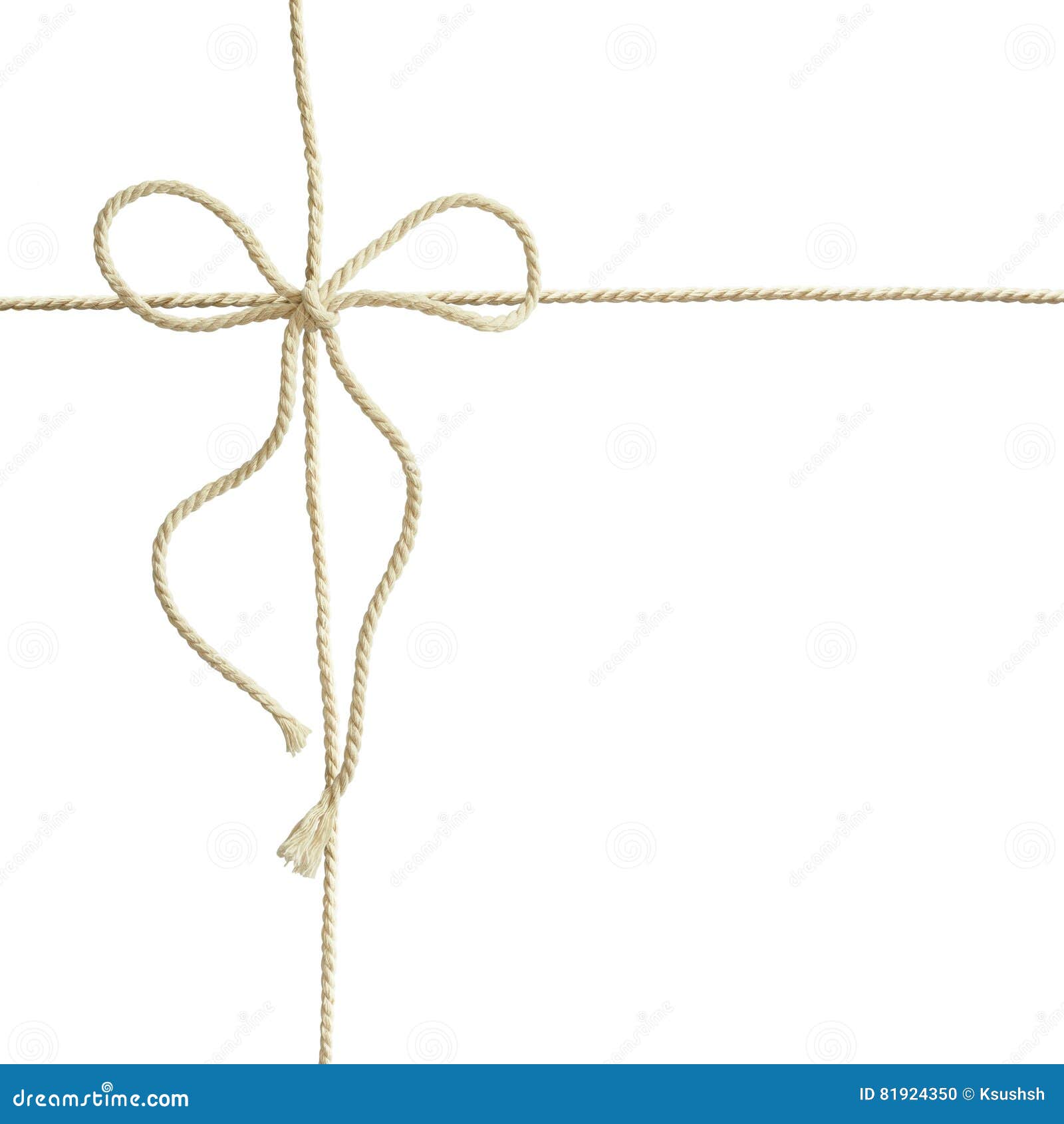 White cotton rope bow stock photo. Image of detail, twist - 81924350