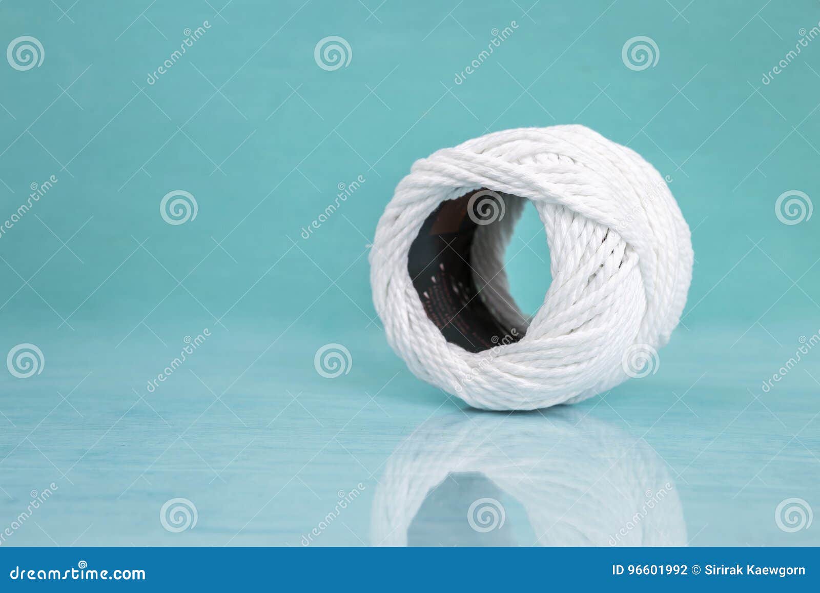 White Cotton String Ball on Blue Background Stock Photo - Image of ...